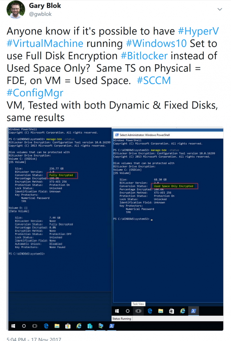 Bitlocker on Hyper-V Virtual Machine – GARYTOWN ConfigMgr Blog