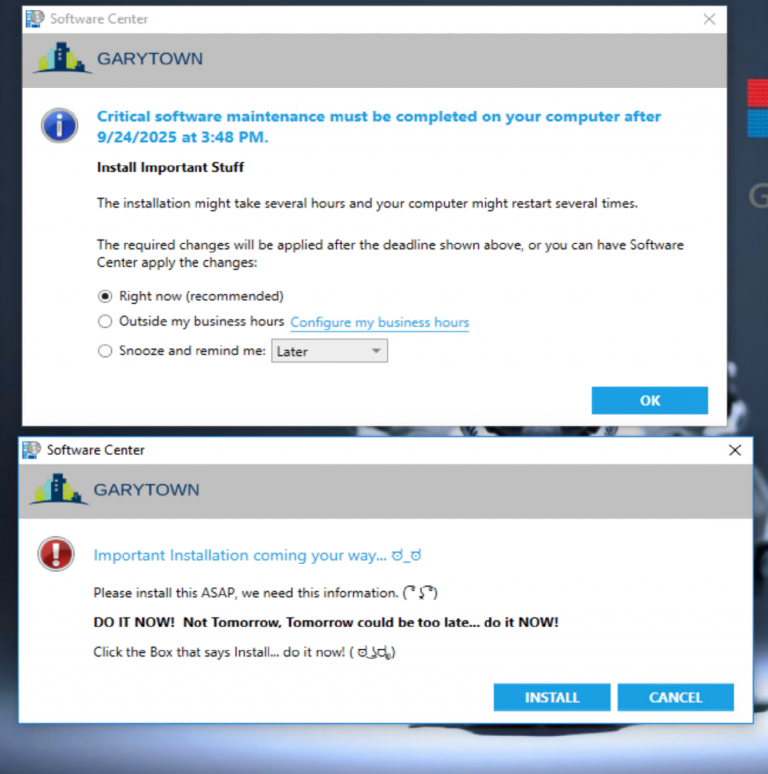 Task Sequence Deployment – Popups – GARYTOWN ConfigMgr Blog
