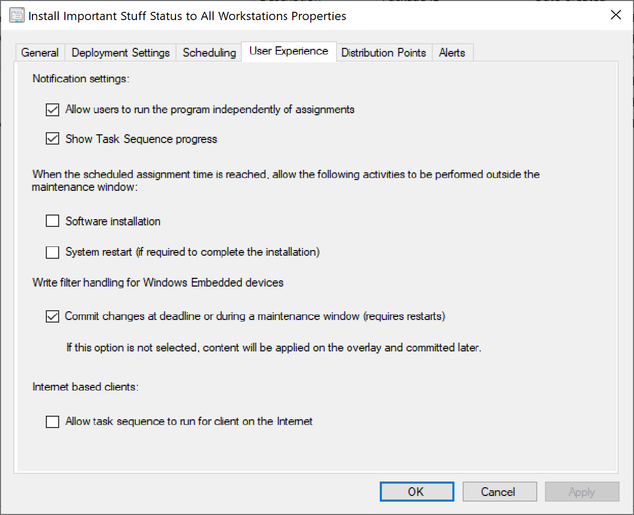 Task Sequence Deployment – Popups – GARYTOWN ConfigMgr Blog