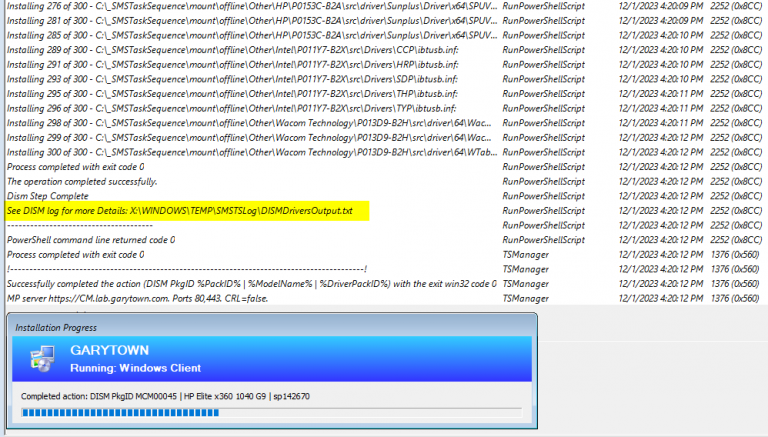 DISM Apply Drivers – TSProgressUI SubBar – GARYTOWN ConfigMgr Blog
